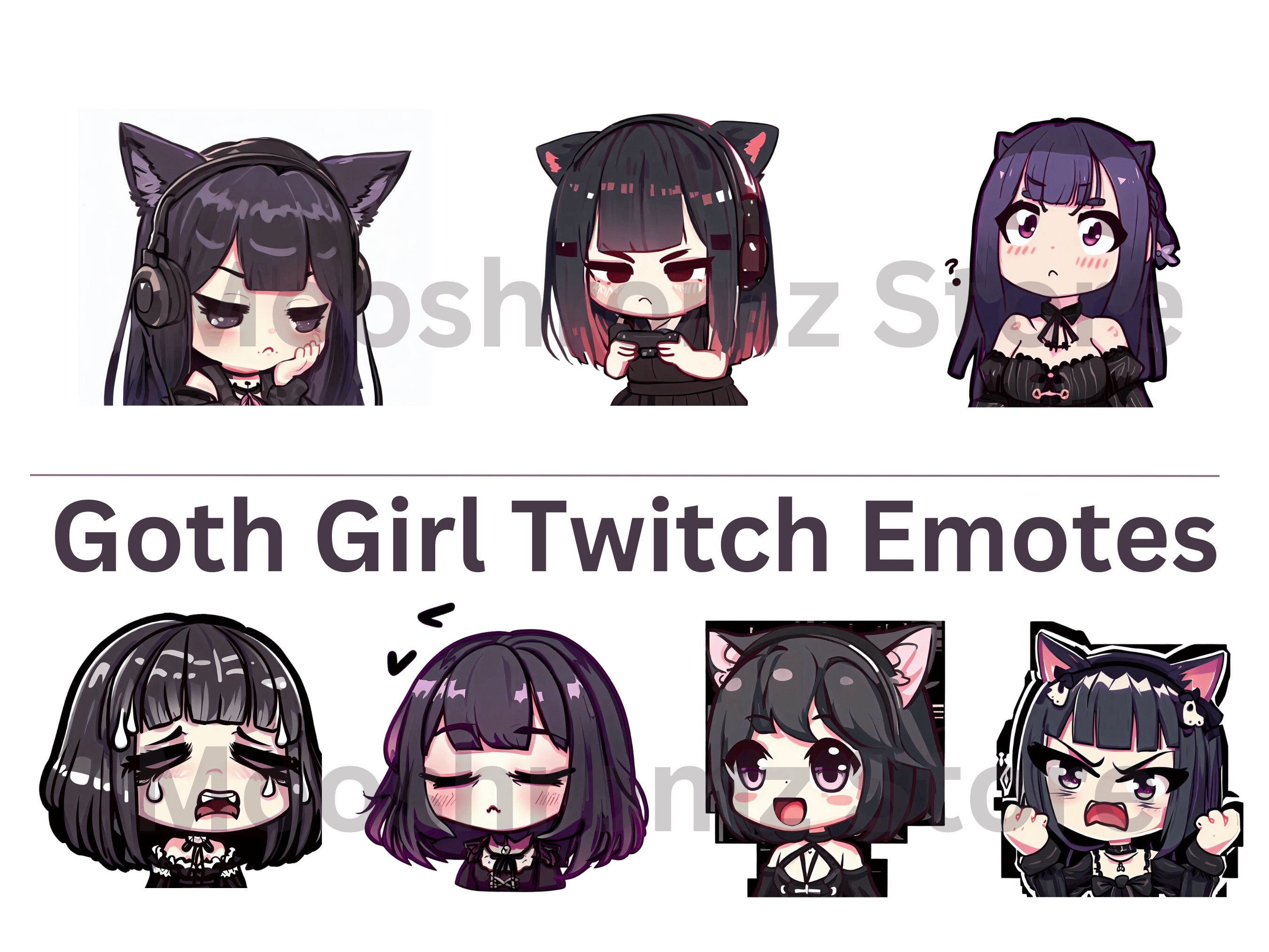 7 Cute Goth Girl Emotes Twitch Discord Youtube - Etsy Canada