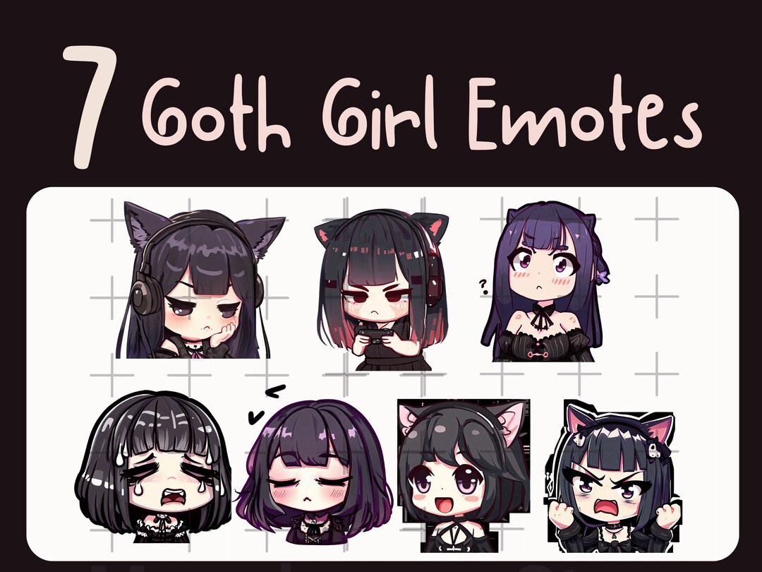 7 Cute Goth Girl Emotes Twitch Discord Youtube - Etsy Australia