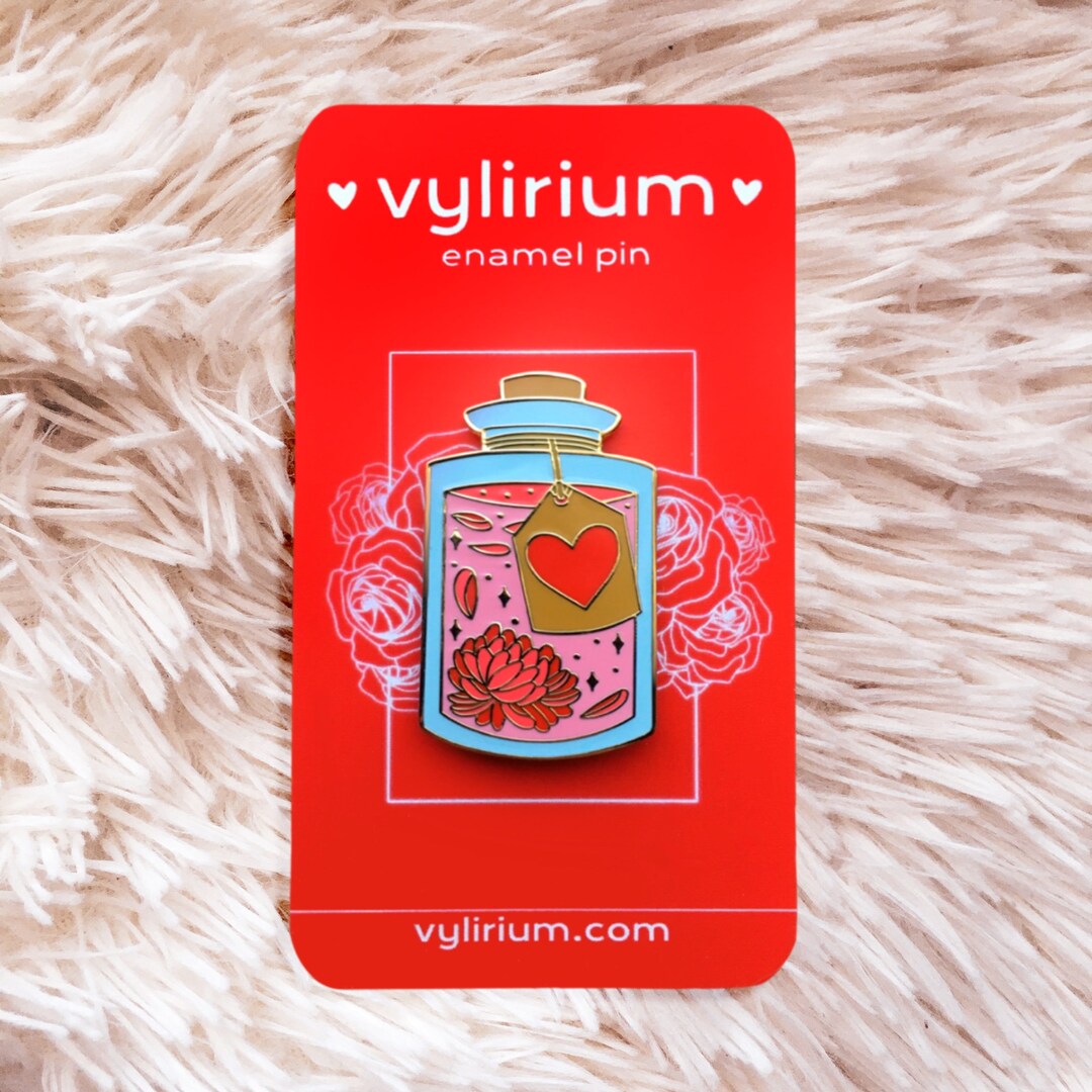 Love Potion Enamel Pin - Valentine's Pin - Heart Pin - Pink Pin - Etsy
