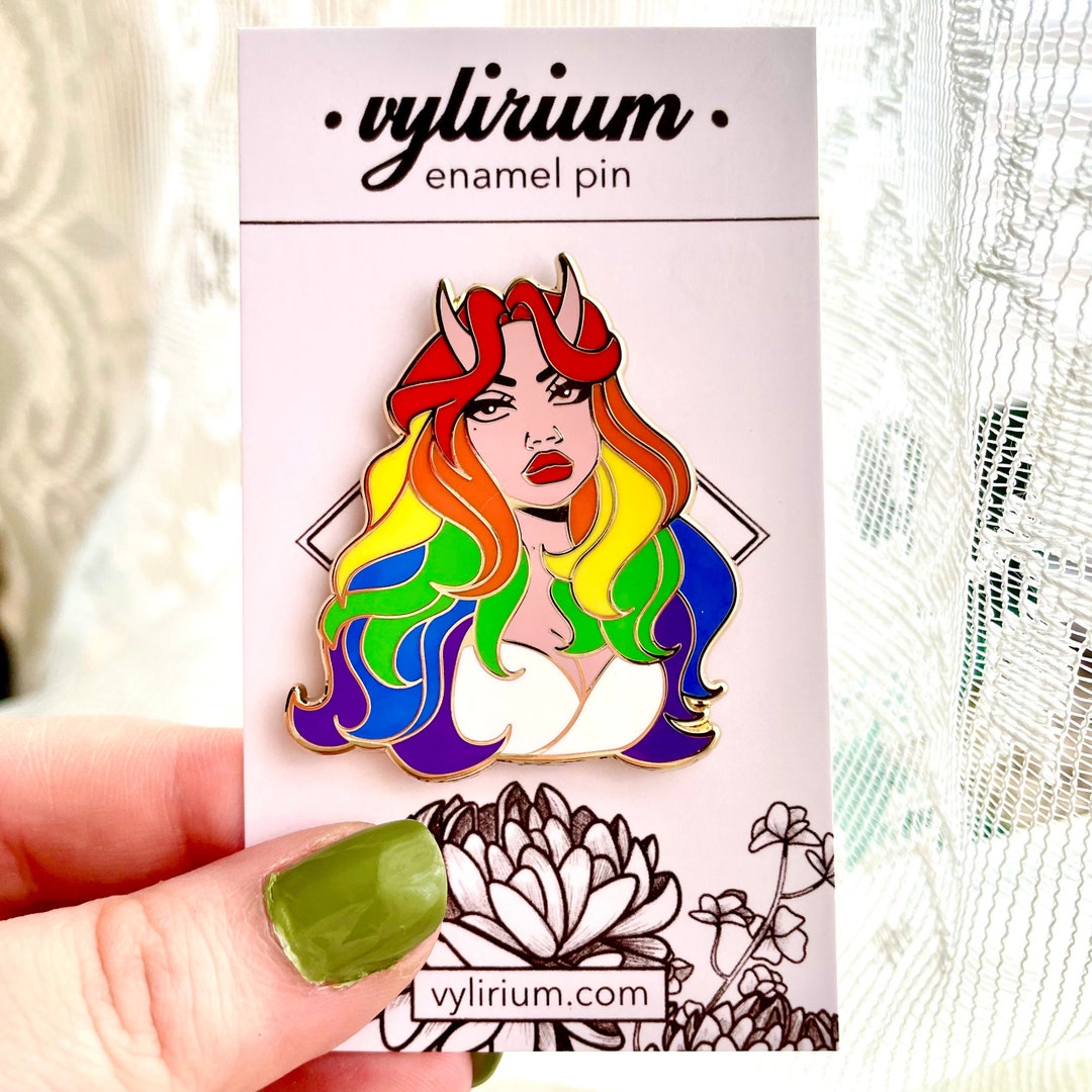 Pri(demon)th Enamel Pin - Pride Pin - Rainbow Girl - Pride Merch - Gay ...