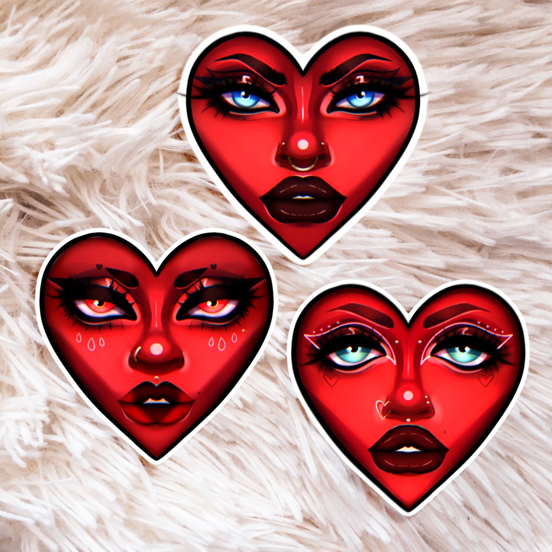 Heart Face Stickers Valentine Stickers Heart Aesthetic - Etsy