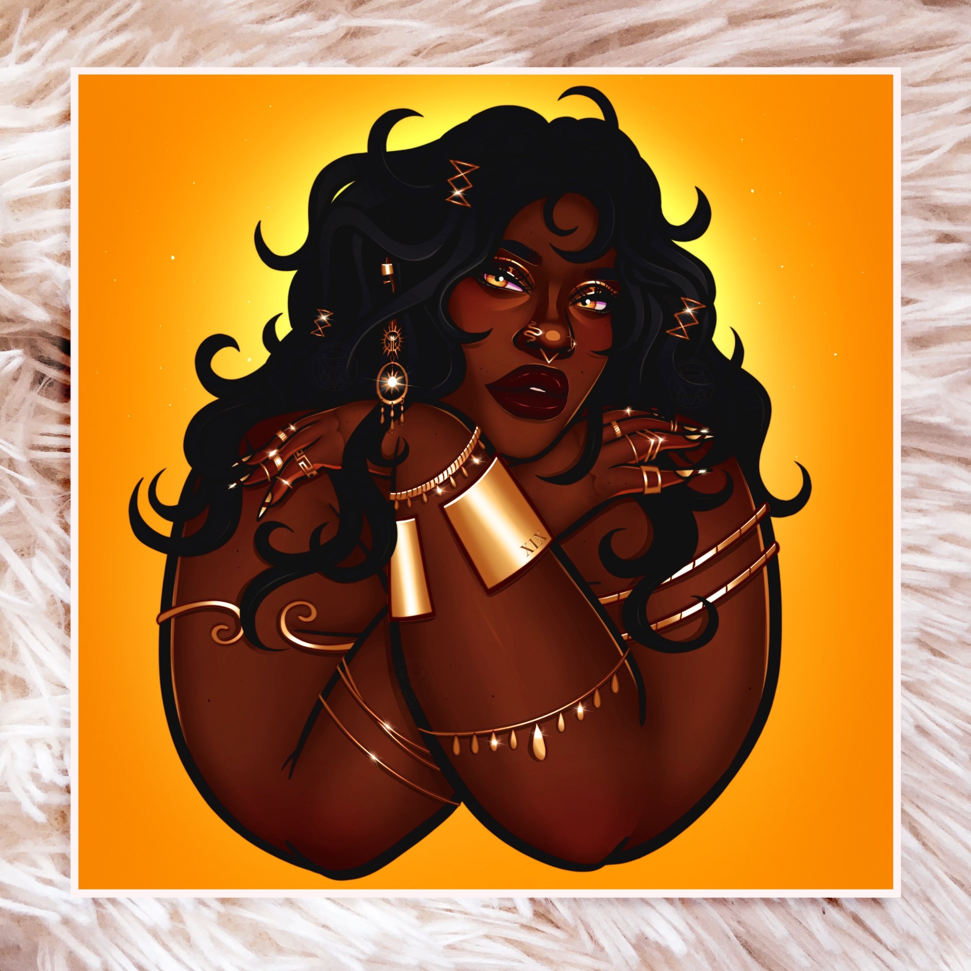 Golden Print Fat Art Fat Positive Art Fat Babe Art Body