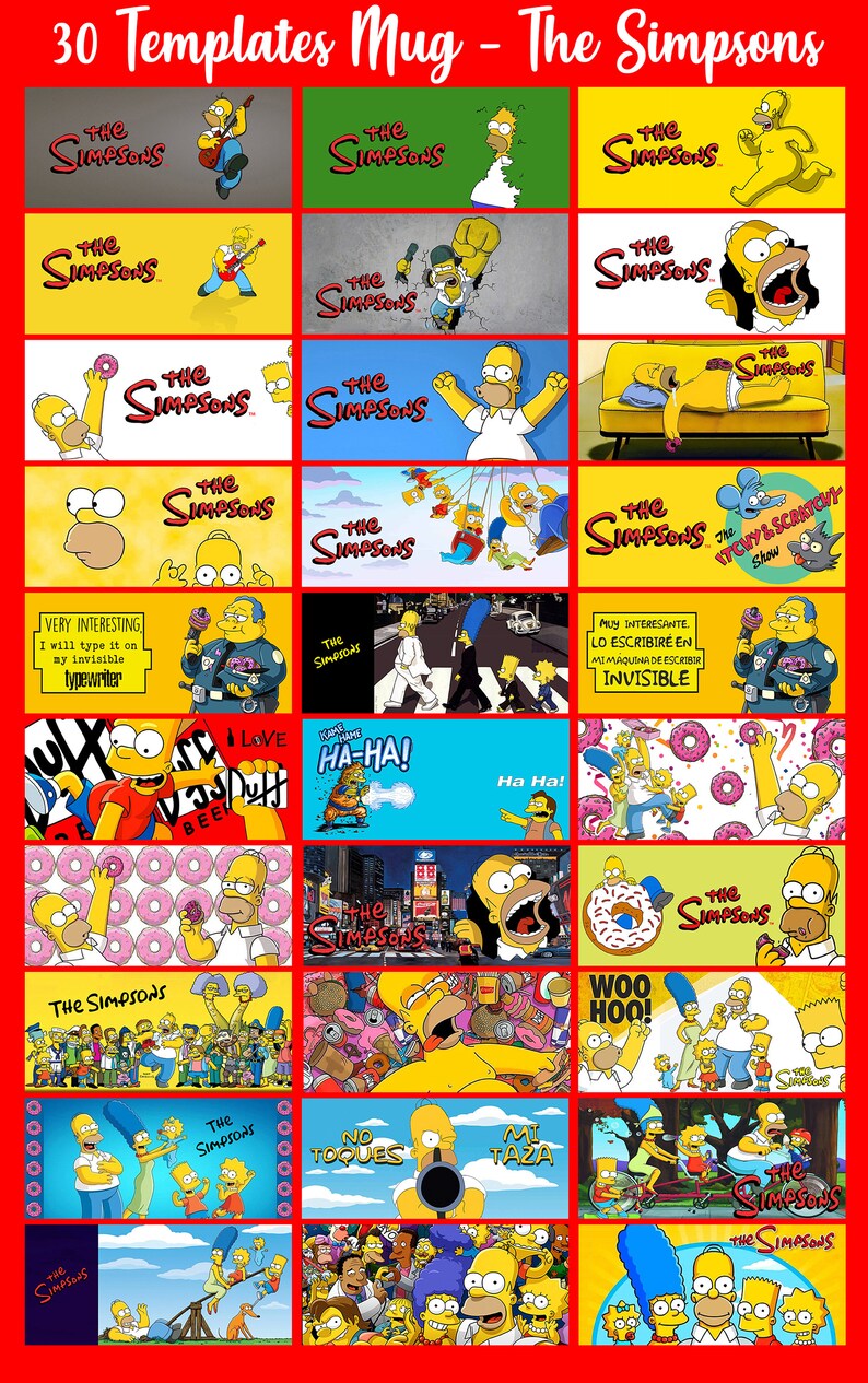 THE SIMPSONS Mug Templates 30 Templates and Mock up 2480x1122px 300DPI ...