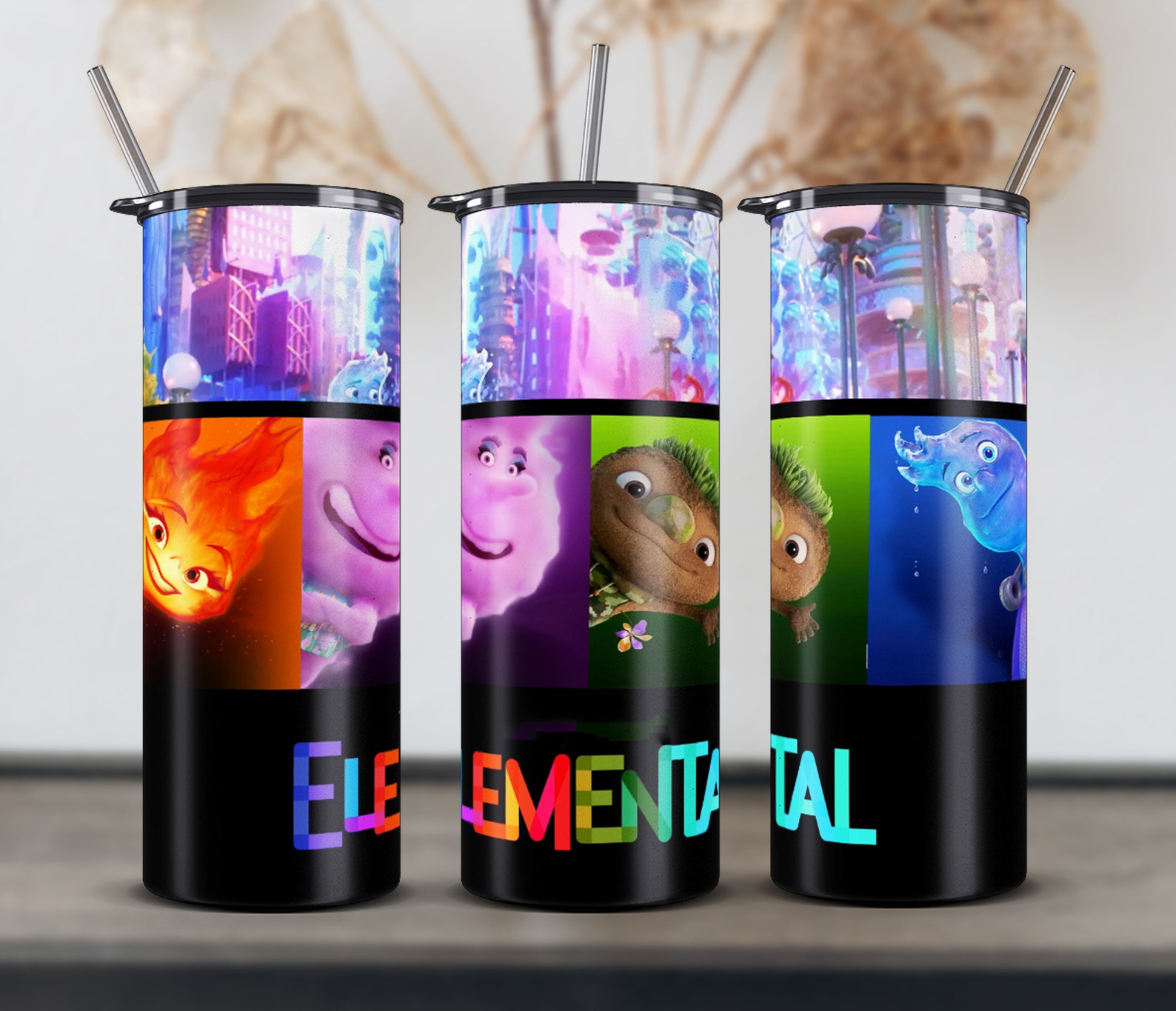 ELEMENTAL Clod Gale Fireboy Watergirl tumbler Wrap, Cartoon 20oz Skinny ...