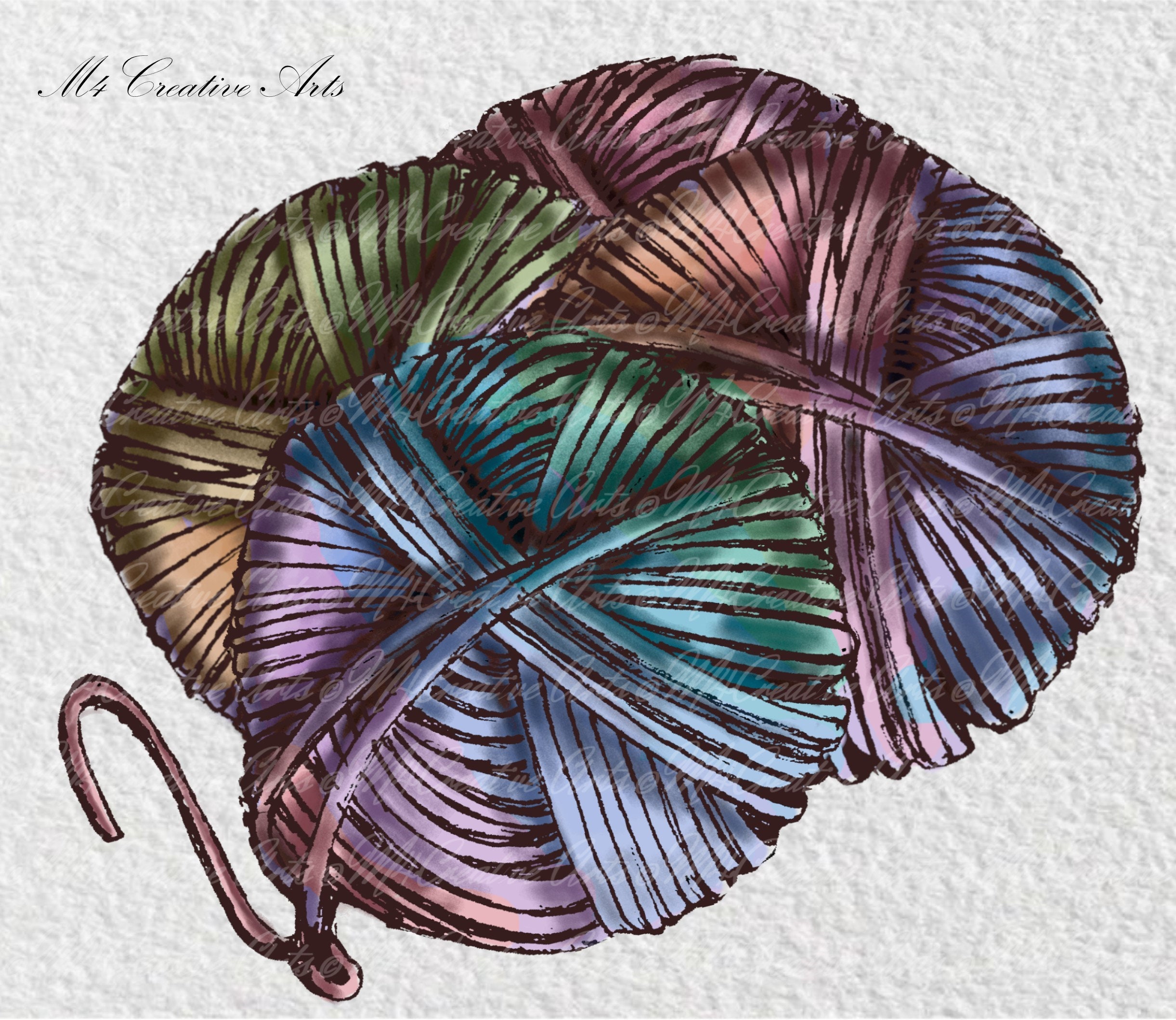 Rainbow Colored Yarn Ball Clipart, Digital Illustration, Knitting Item ...