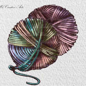 Rainbow Colored Yarn Ball Clipart, Digital Illustration, Knitting Item ...