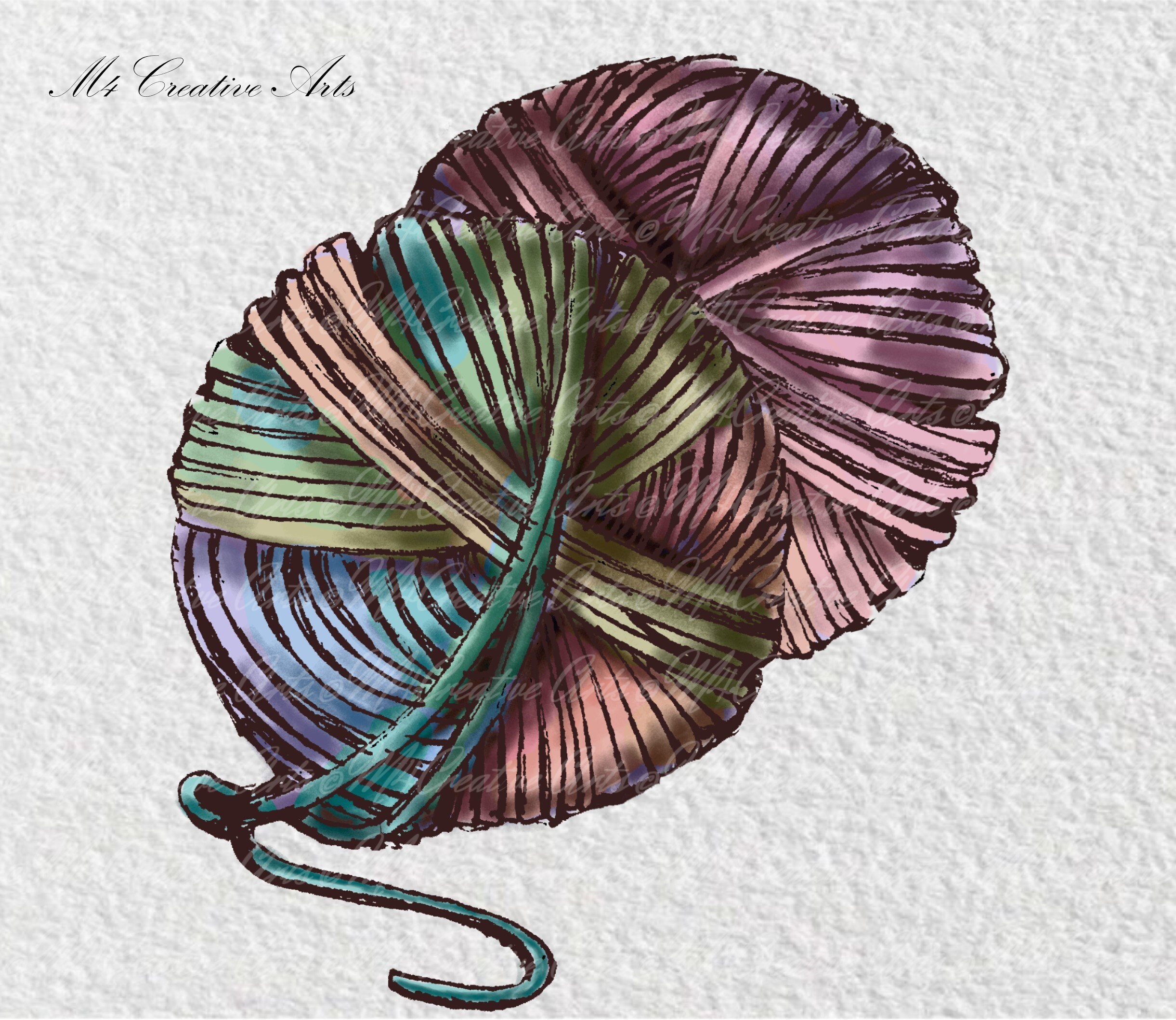 Rainbow Colored Yarn Ball Clipart, Digital Illustration, Knitting Item ...