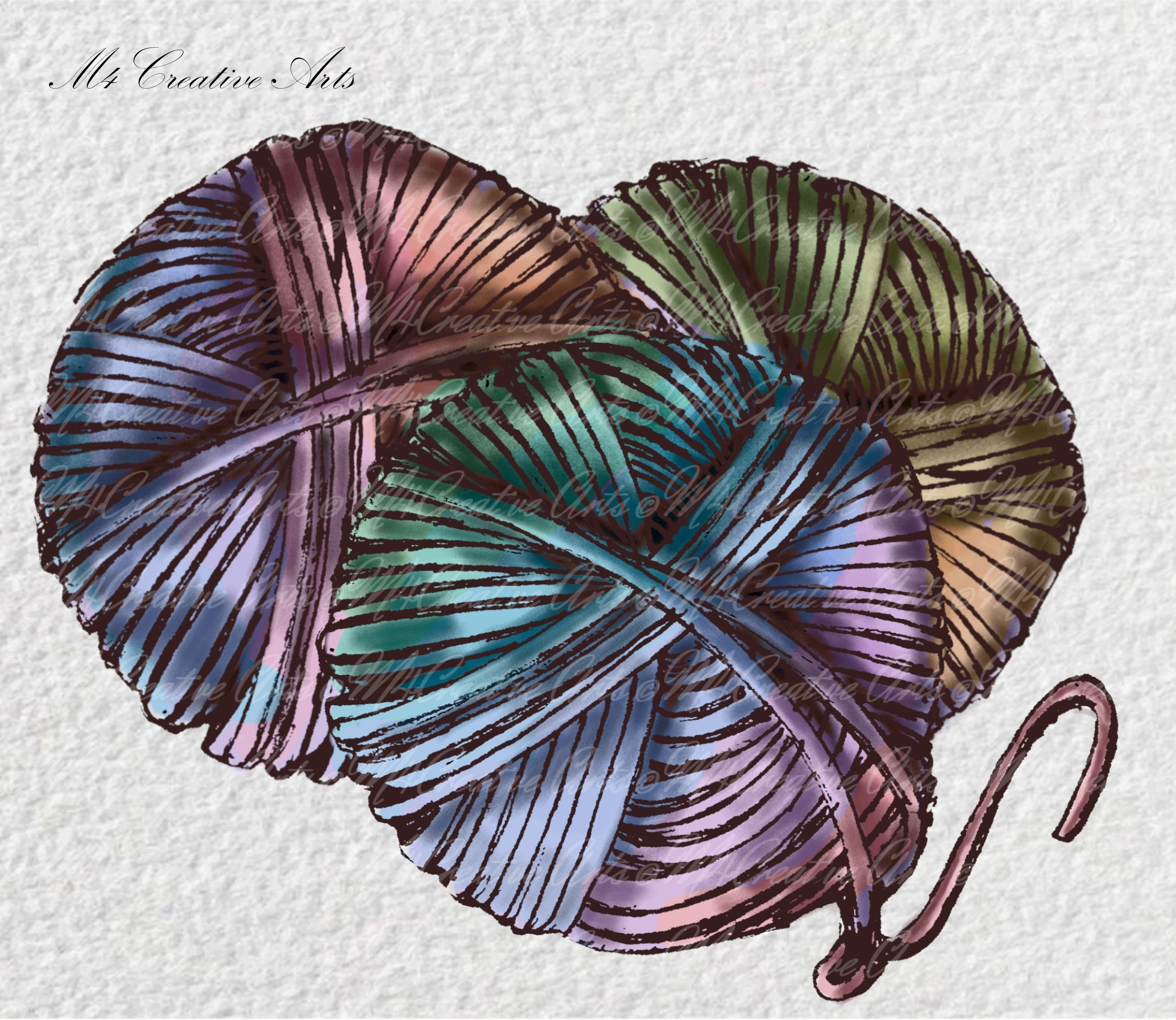 Rainbow Colored Yarn Ball Clipart, Digital Illustration, Knitting Item ...