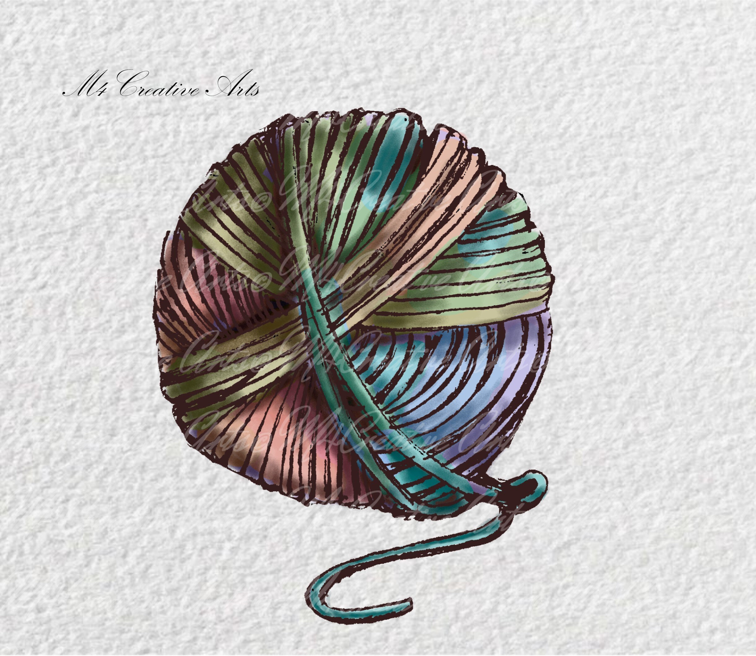 Rainbow Colored Yarn Ball Clipart, Digital Illustration, Knitting Item ...