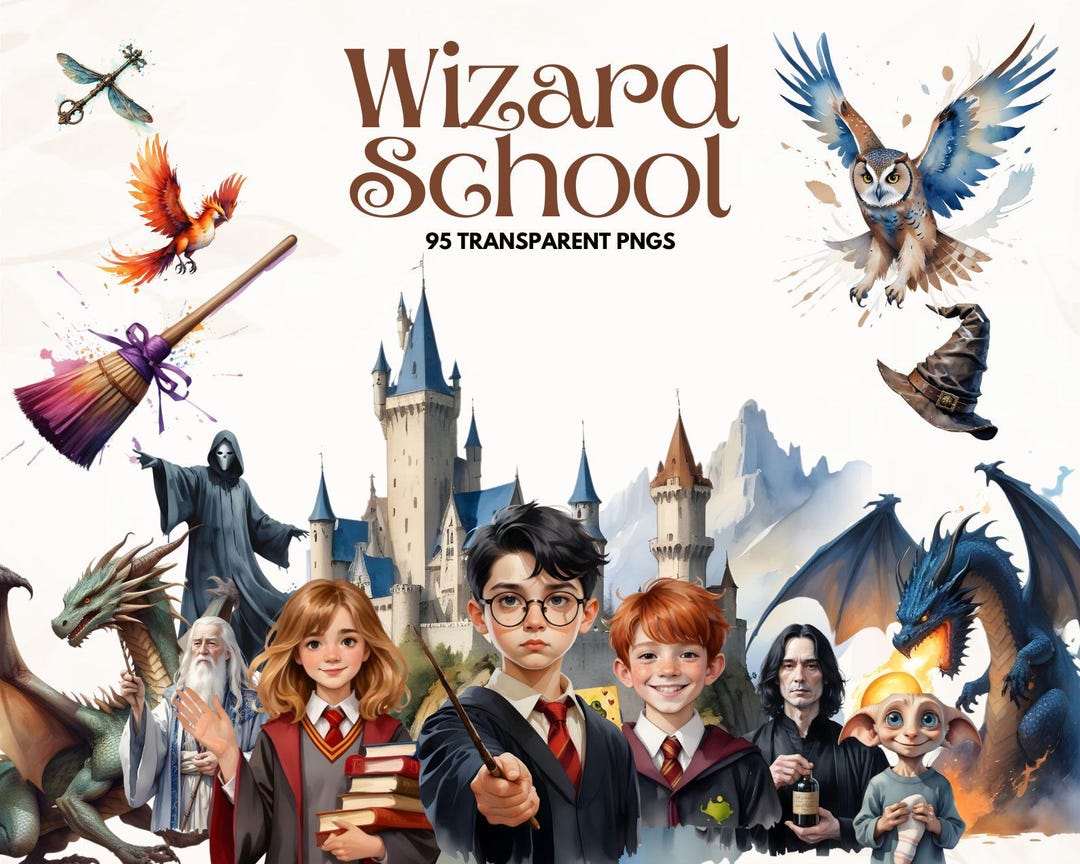 95 Wizard School Clipart Bundle, Magic School Clipart, Watercolor Cute ...