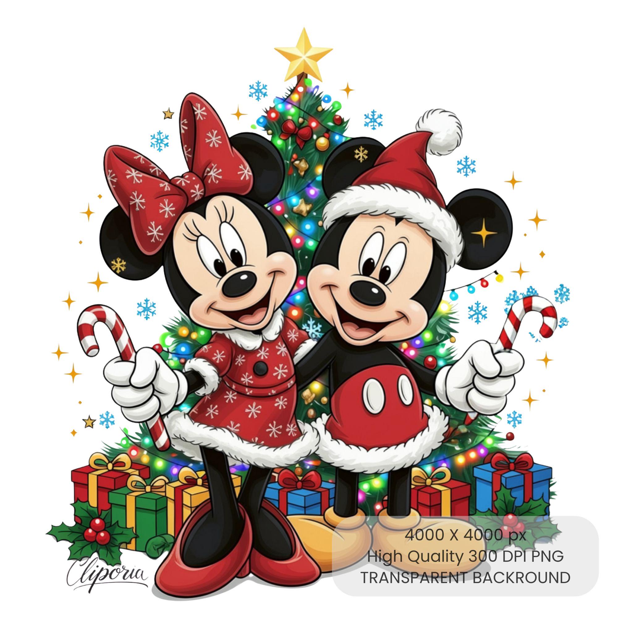 Mickey and Minnie Mouse Christmas Clipart, Mickey Mouse Png, Minnie ...