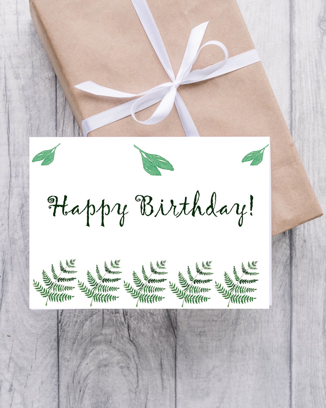 Printable Greenery Birthday Card Digital Greeting Card Elegant Greeting ...