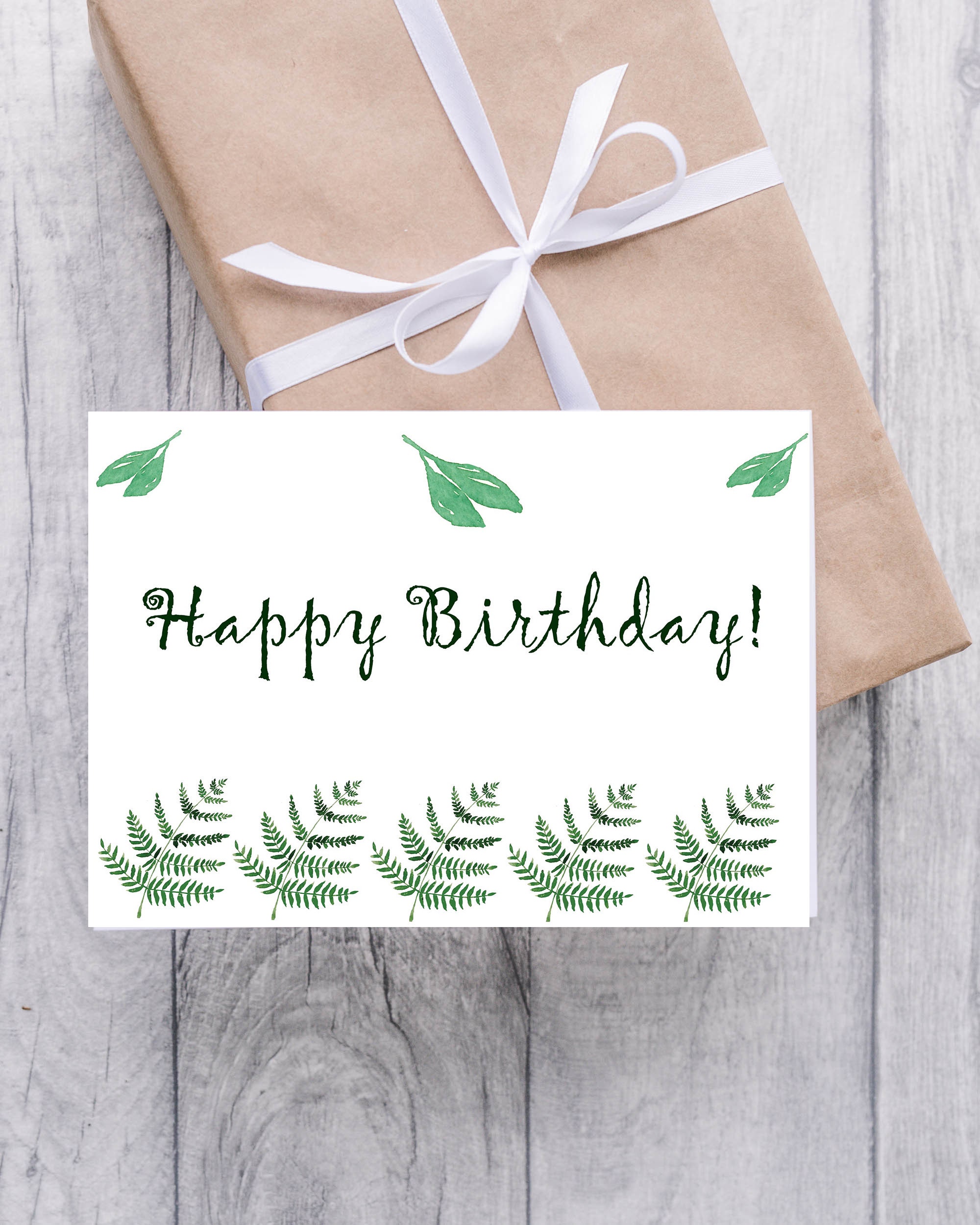 Printable Greenery Birthday Card Digital Greeting Card Elegant Greeting ...