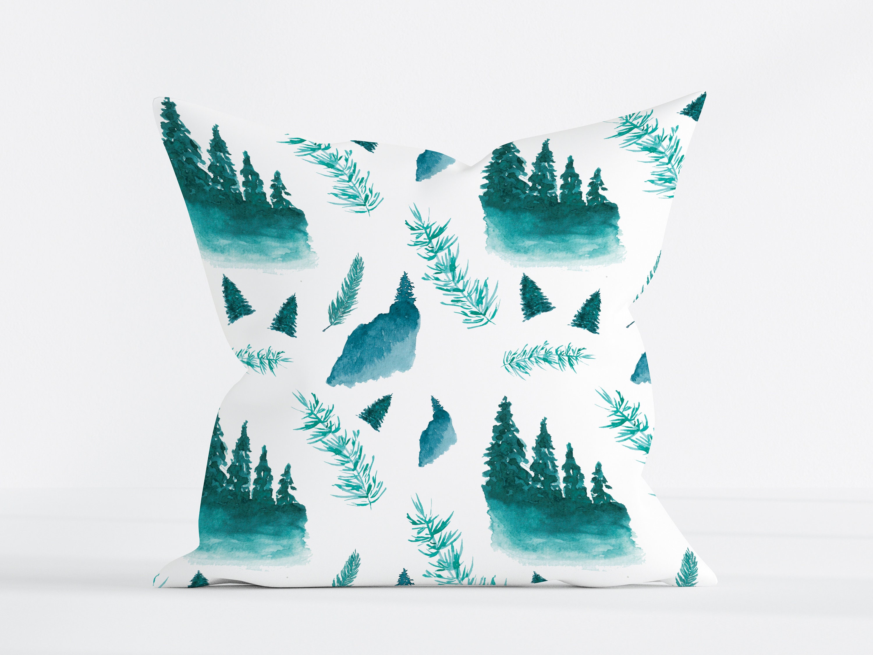 Watercolor Misty Forest Clipart & Seamless Patterns Watercolor Pines ...