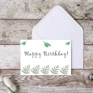 Printable Greenery Birthday Card Digital Greeting Card Elegant Greeting ...