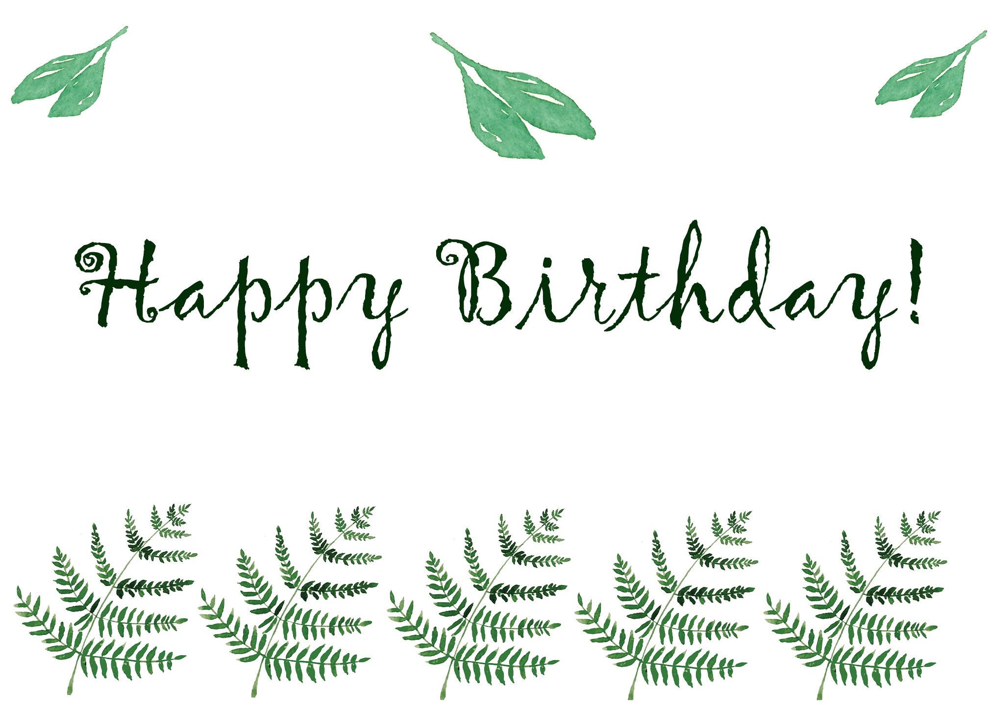 Printable Greenery Birthday Card Digital Greeting Card Elegant - Etsy