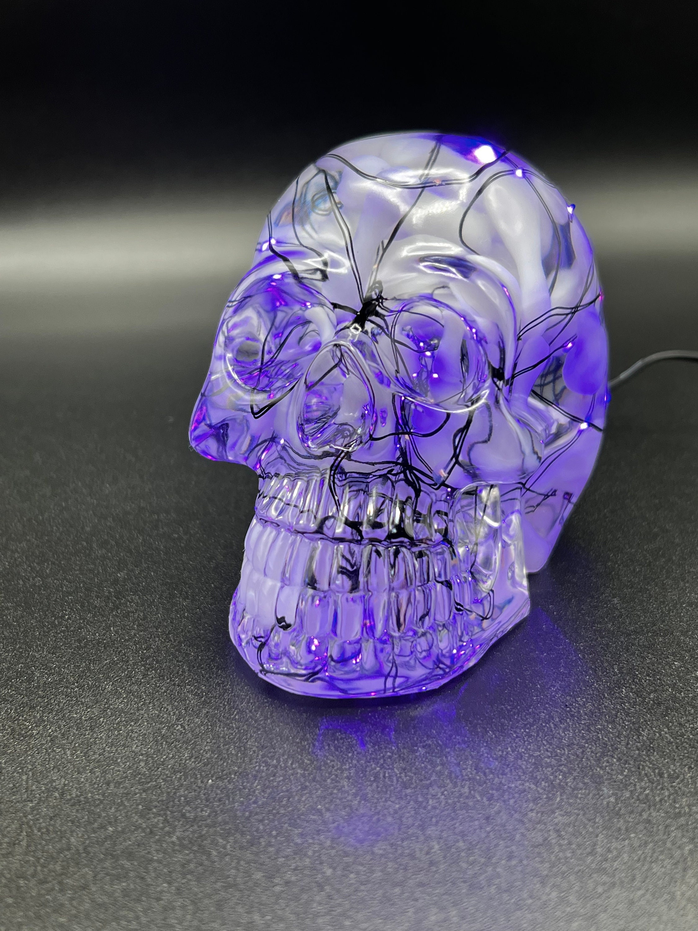 Skull With Lights and Glow in the Dark Bones Resin Skull With - Etsy