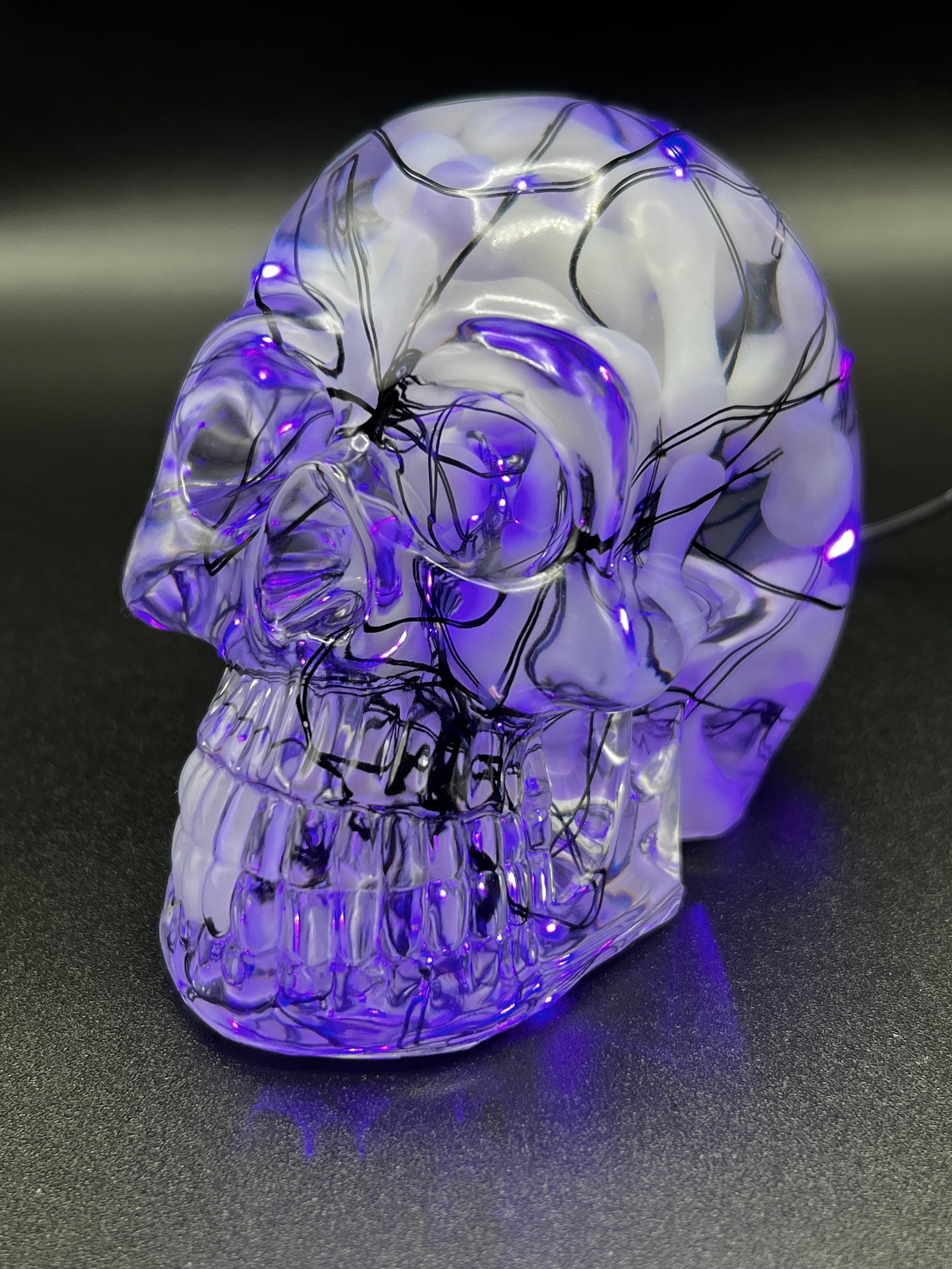 Skull With Lights and Glow in the Dark Bones Resin Skull With - Etsy