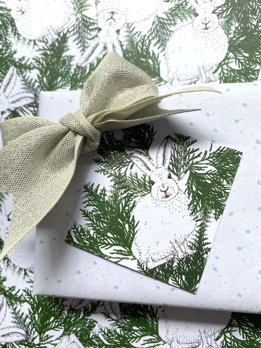 Arctic Hare Gift Tags, 5 Gift Tags With String, Winter Holiday Wrapping ...