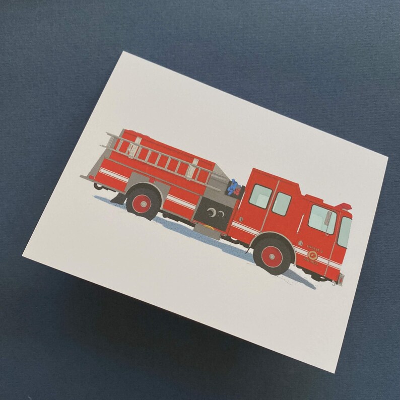 Fire Truck Card Set 5 Cards and Envelopes Greeting Cards - Etsy
