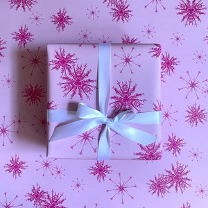 Pink Snowflake Wrapping Paper Sheets, Double-sided Gift Wrap, 29x20in ...