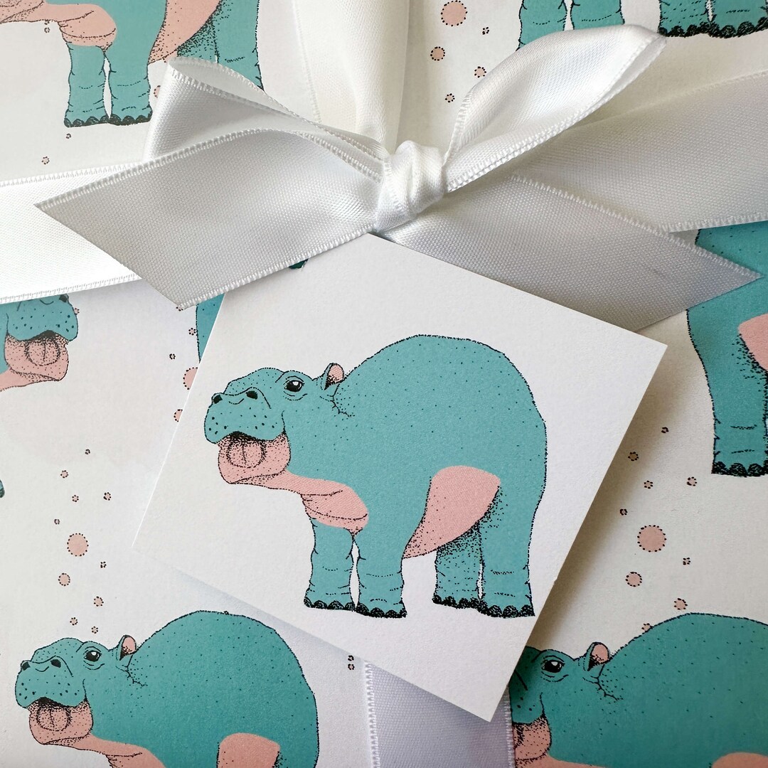 Baby Hippo Gift Tag Baby Hippo Tag Hippopotamus Gift Hippopotamus ...