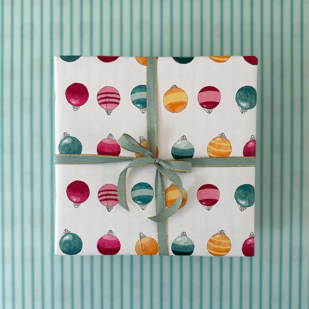 Christmas Ornament Wrapping Paper, Double-sided Gift Wrap, 29x20in ...