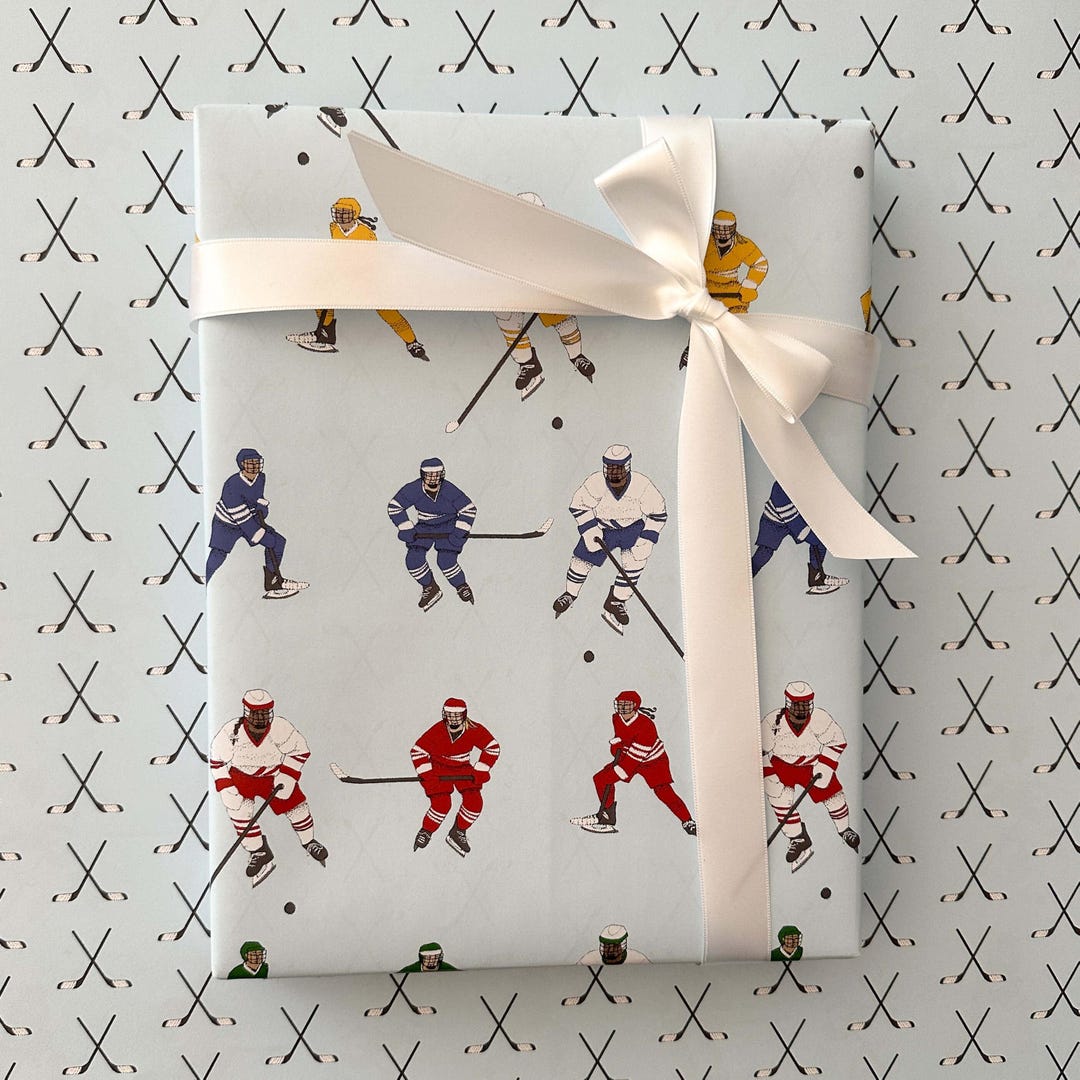 Hockey Wrapping Paper Hockey Gift Wrap Boy Christmas Wrapping Paper ...