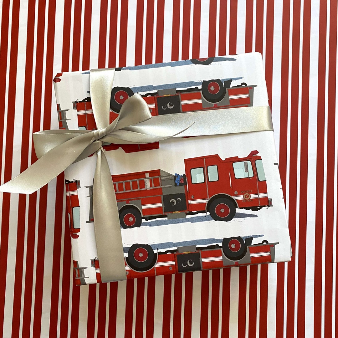 Fire Truck Wrapping Paper Sheets, Double-sided Gift Wrap, 29x20in ...