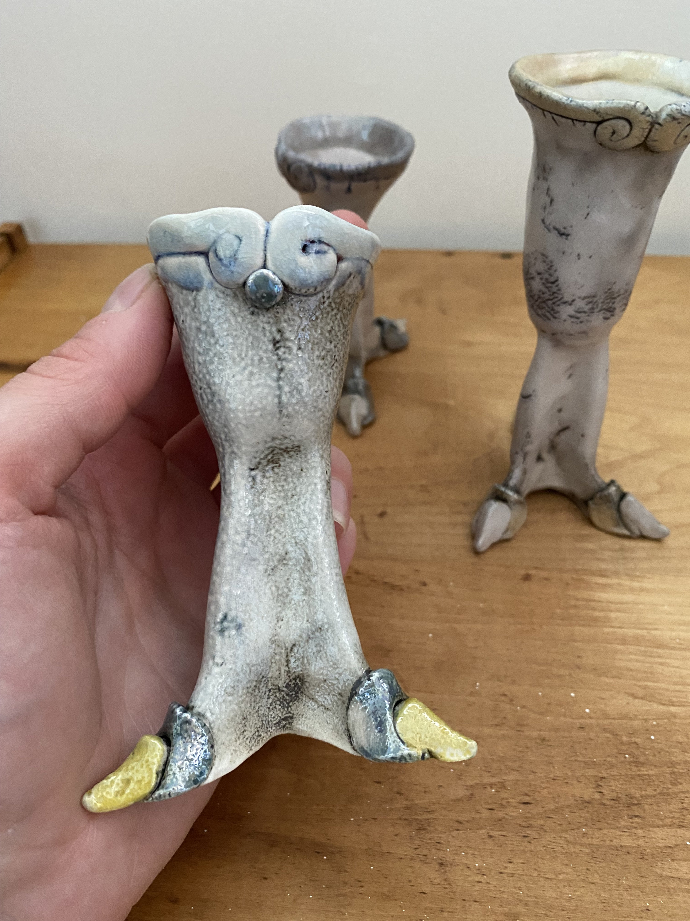 Tim Storey Canadian Pottery, 3 Pieces Signed, Chicken or Dragon Feet ...