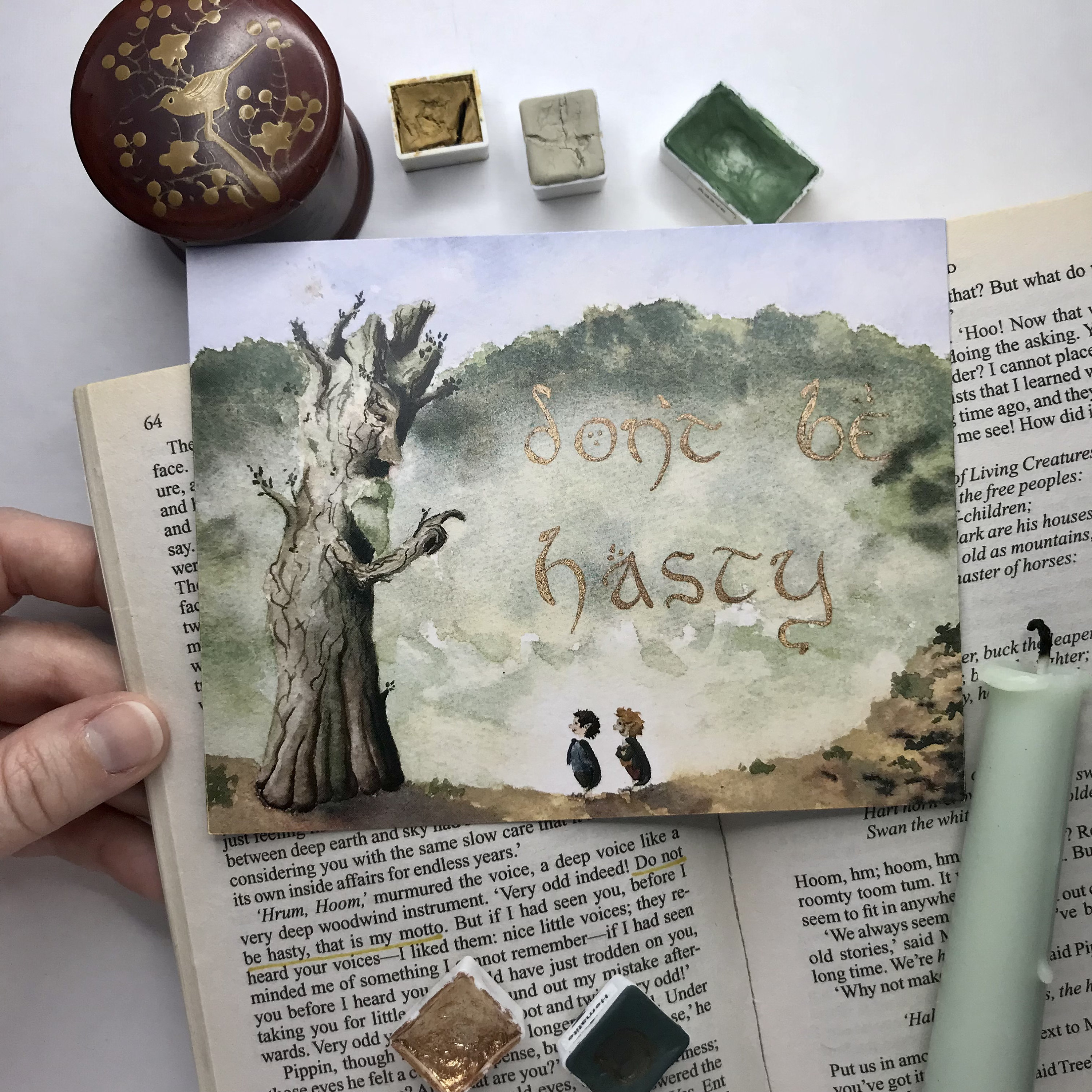 Don't Be Hasty | Tolkien Fantasy Book Watercolor | Treebeard and ...