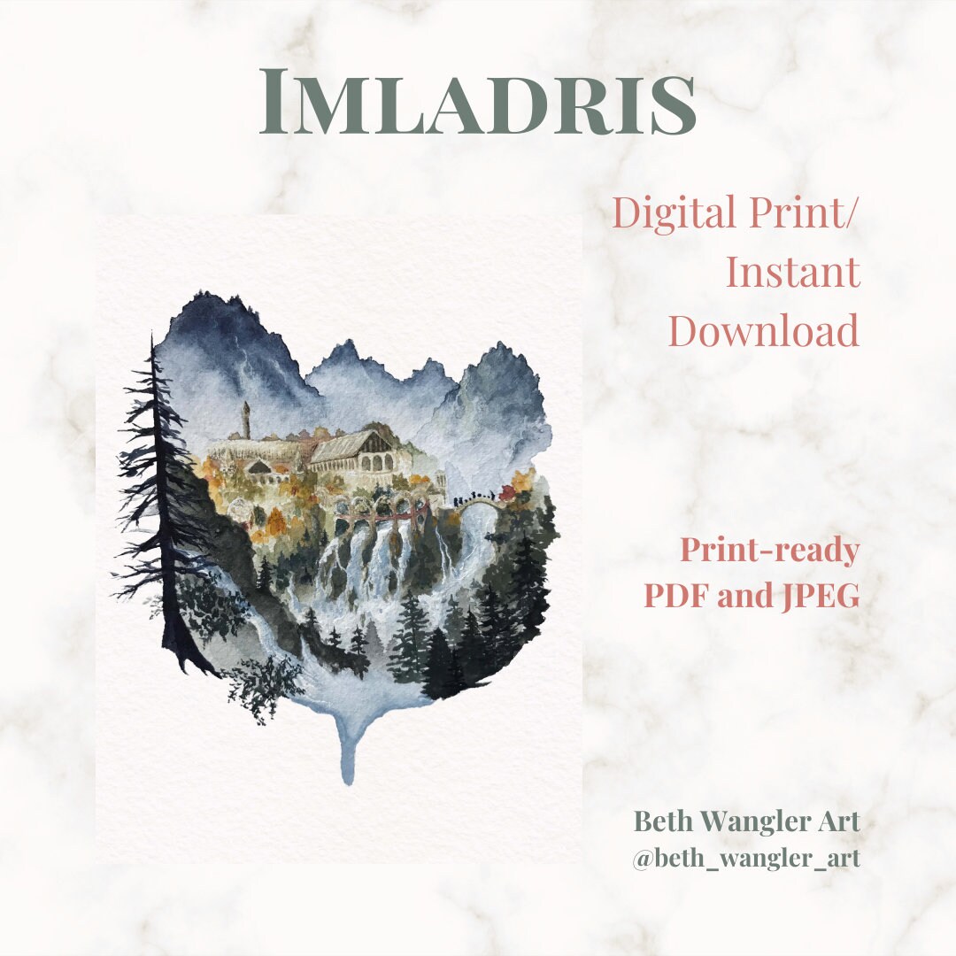 Imladris Lord of the Rings Fanart Rivendell Watercolor Digital Poster ...