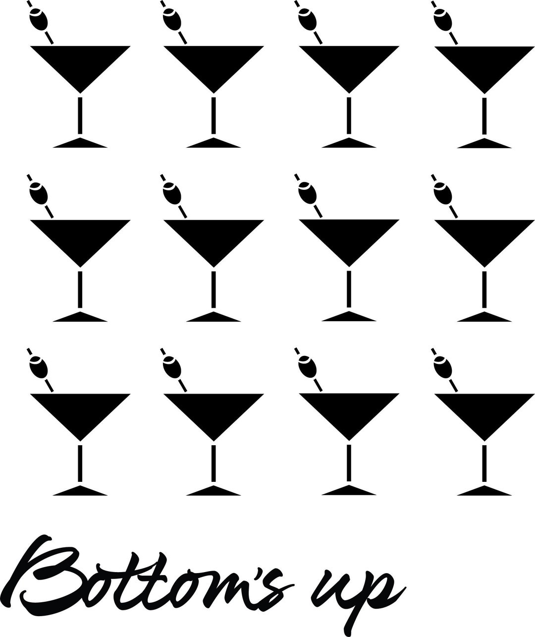 Martini Glass, Svg File, Cricut Svg File, Bottom's up Svg File, Vinyl ...