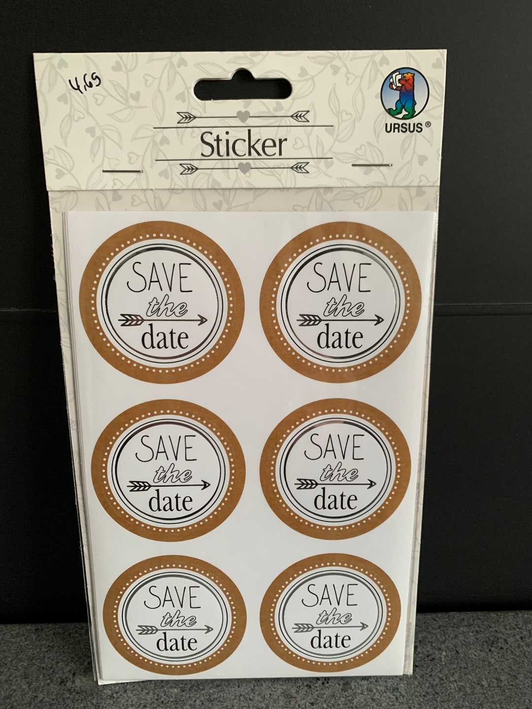 Sticker save the Date Round Natural/white/silver - Etsy