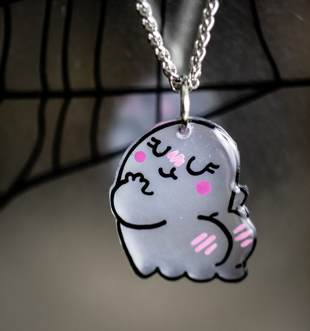 Cheeky Ghost Necklace Charm/ Keychain - Shrink Plastic Halloween ...