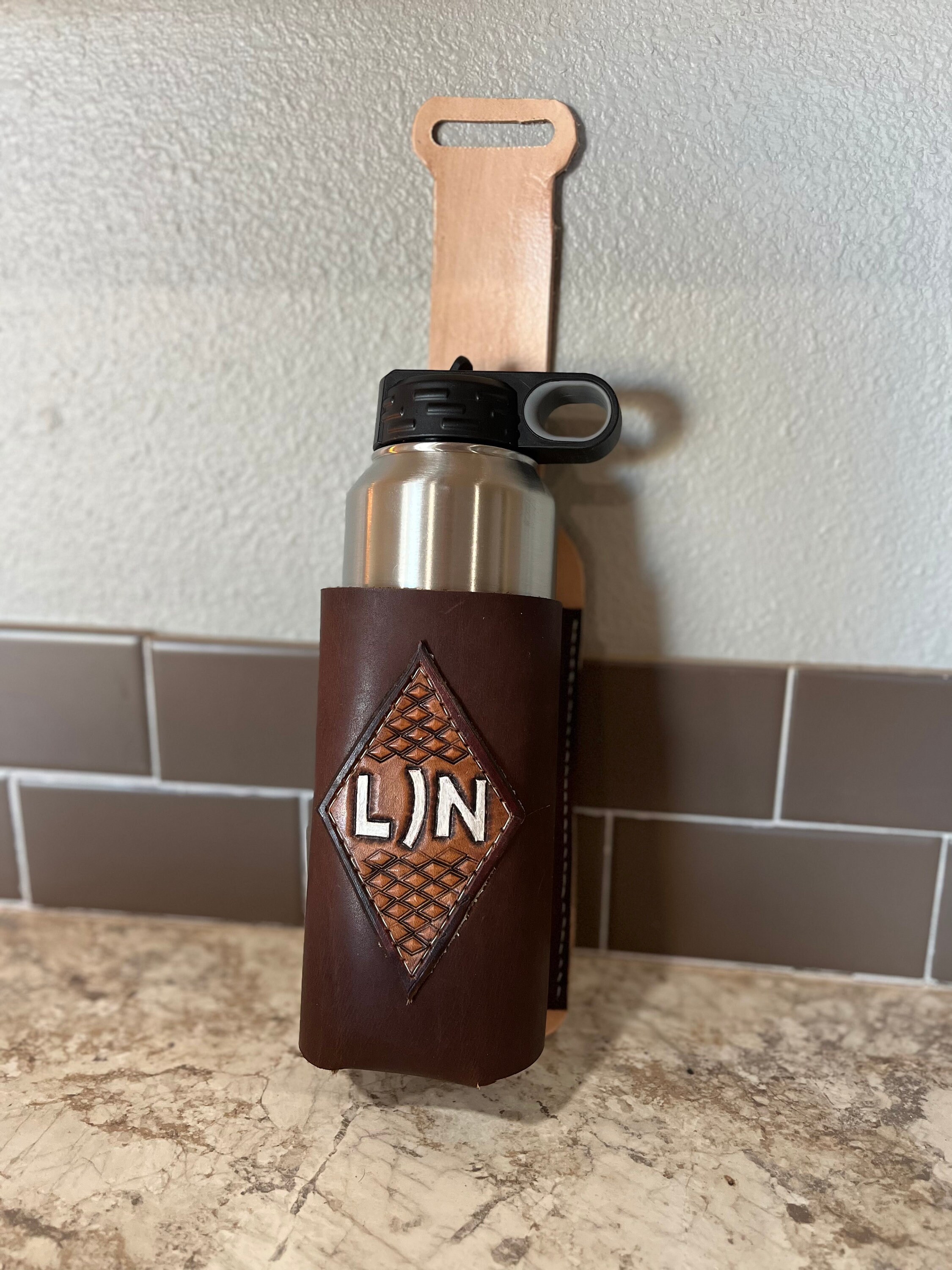 Leather Back Cinch Water Bottle Holder - Etsy
