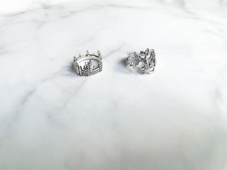 Dragon and Castle Ring - Etsy