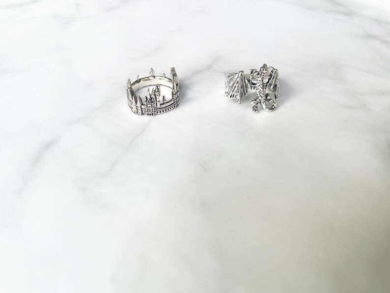 Dragon and Castle Ring - Etsy