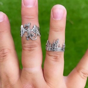Dragon and Castle Ring - Etsy