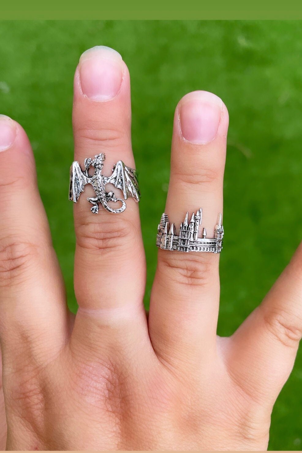 Dragon and Castle Ring - Etsy