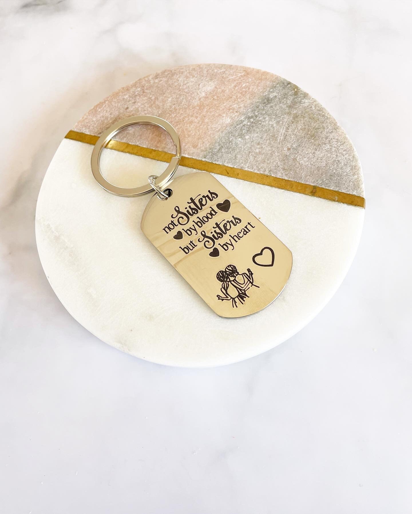 Not Sisters by Blood but Sisters by Heart Friendship Keyrings - Etsy