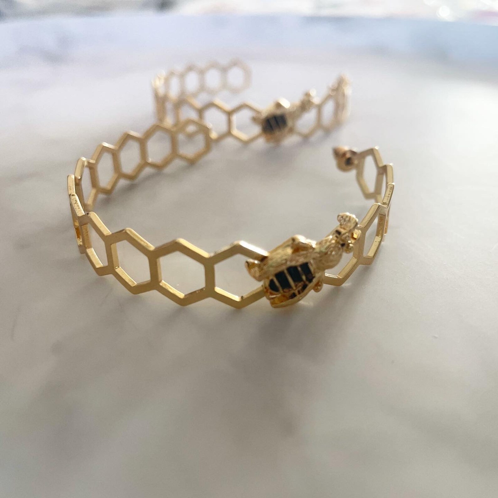 Bumble Bee Honey Comb Hoop Earrings - Etsy