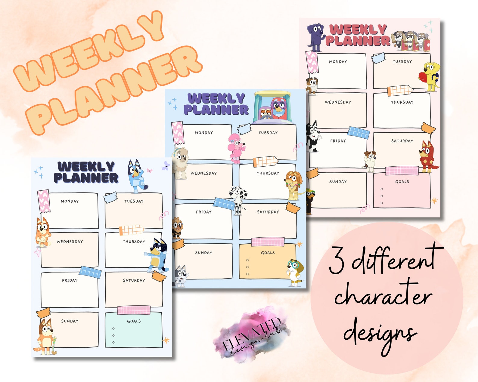 Bluey & Friends Children's Fun Daily Weekly Monthly Character Planner ...