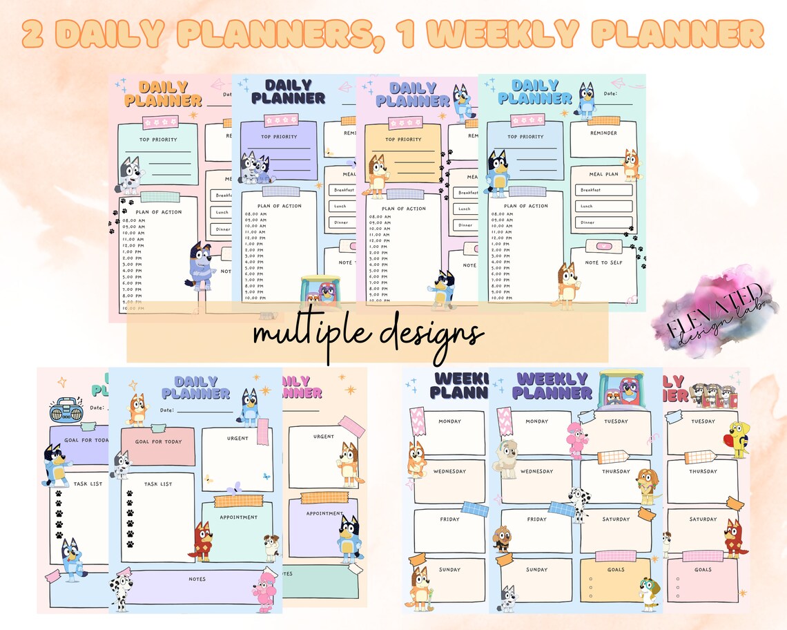 Bluey & Friends Children's Fun Daily Weekly Monthly Character Planner ...