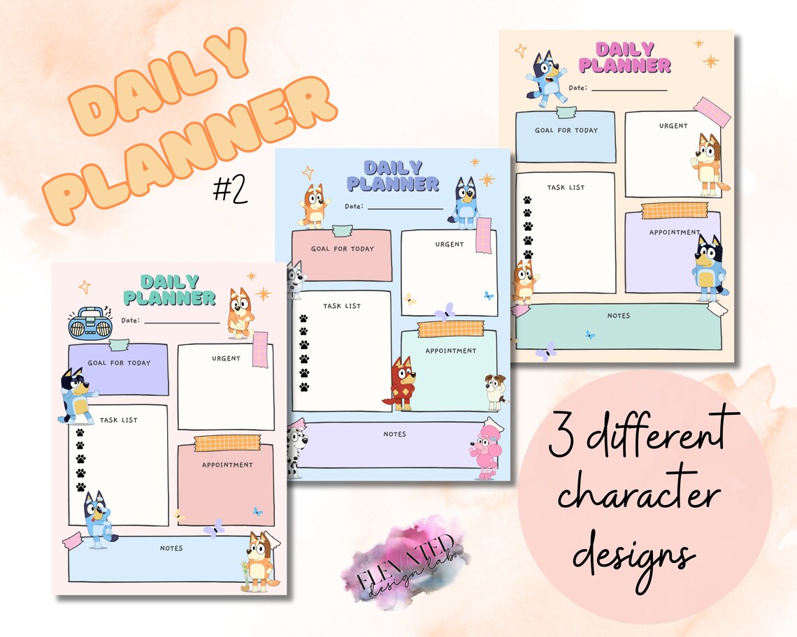 Bluey & Friends Children's Fun Daily Weekly Monthly Character Planner ...