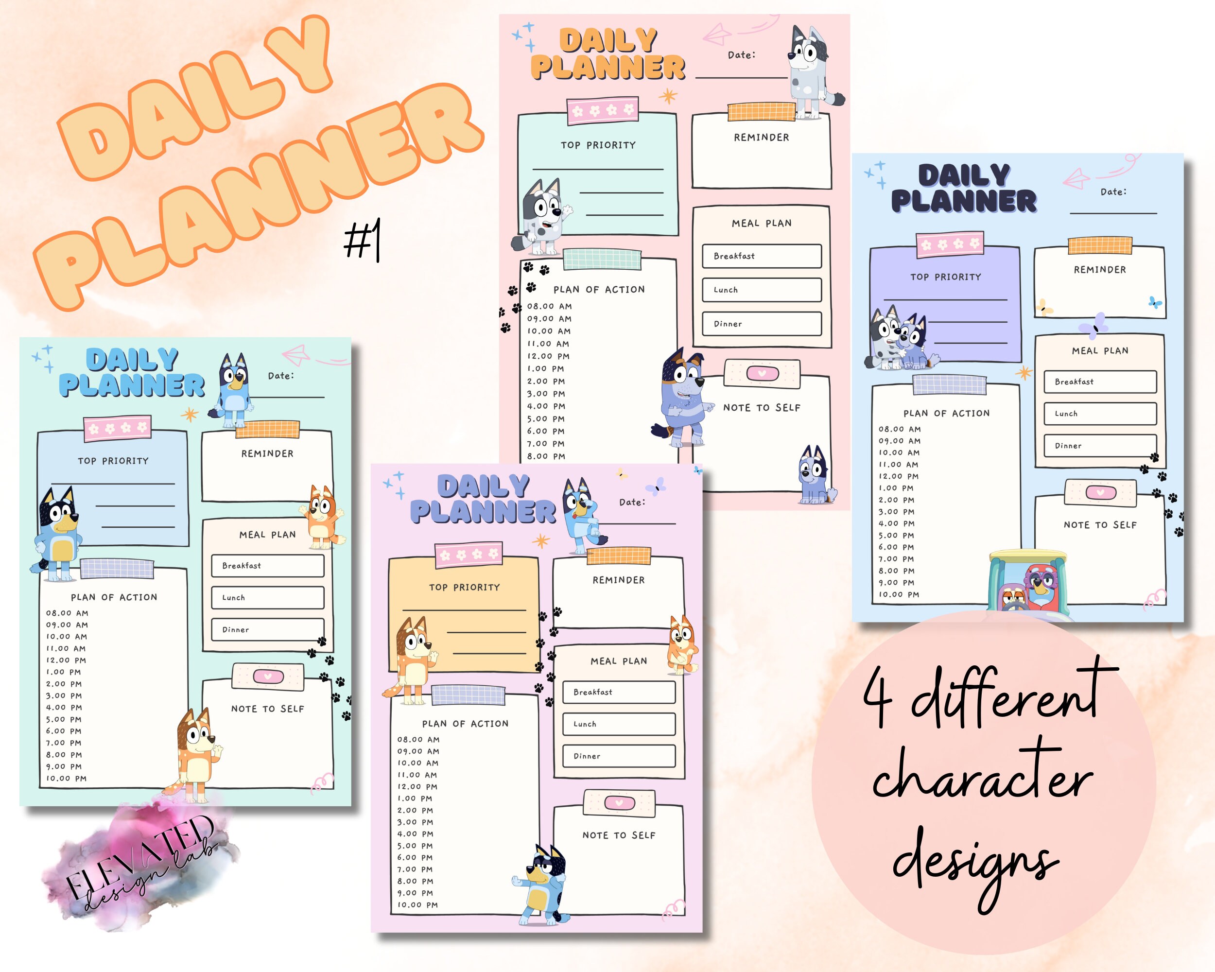 Bluey & Friends Children's Fun Daily Weekly Monthly Character Planner ...