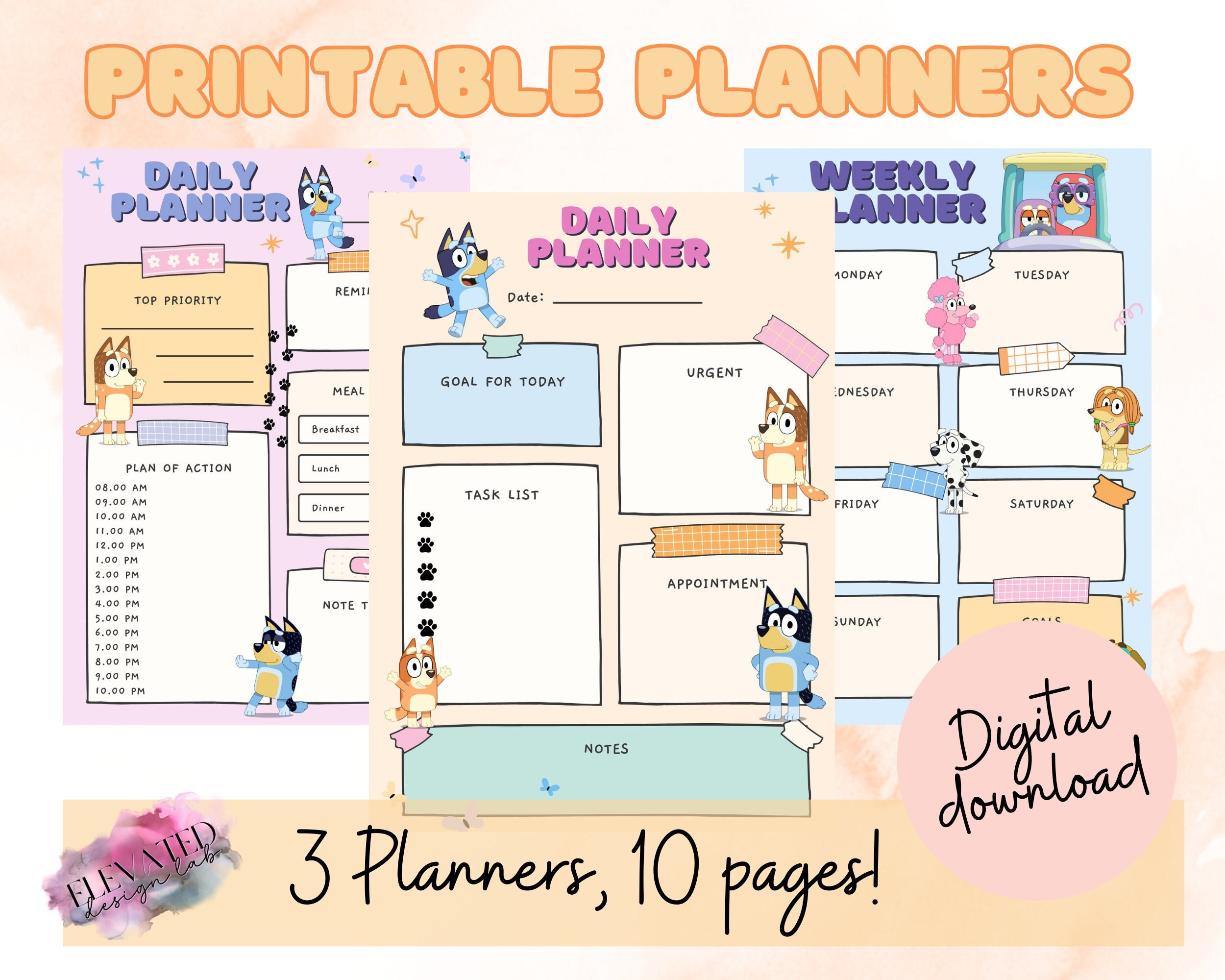 Bluey & Friends Children's Fun Daily Weekly Monthly Character Planner ...