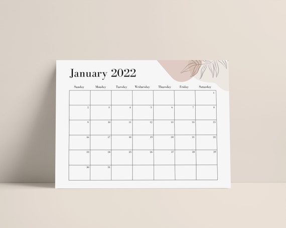 Printable 2022 Calendar 2022 Calendar Template Jpg | Etsy