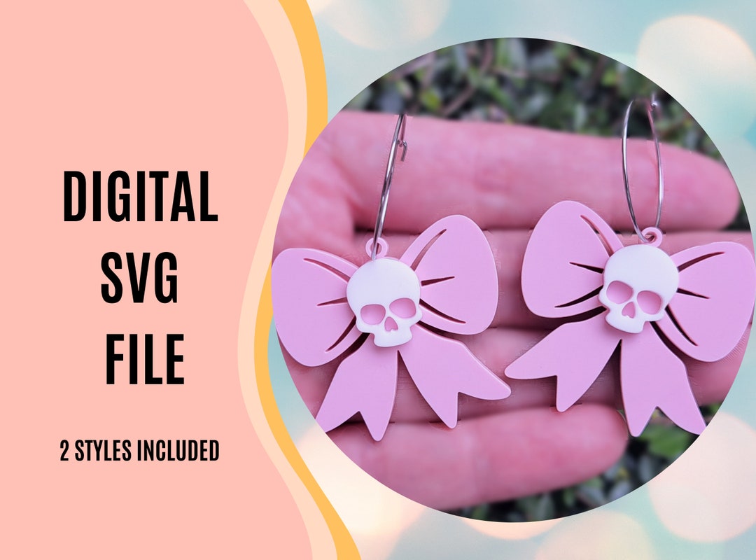 Unique Y2K Earrings SVG File - Girlie Goth - Pretty Bows With a Twist ...