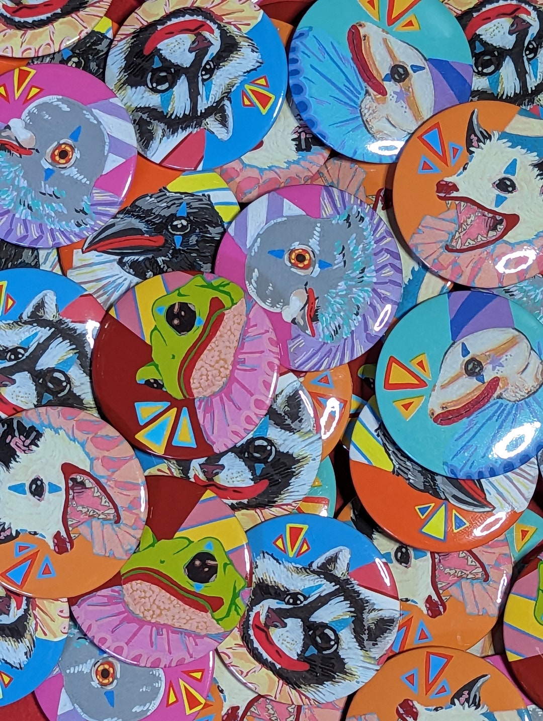 Clown Critter Button Pins - Etsy